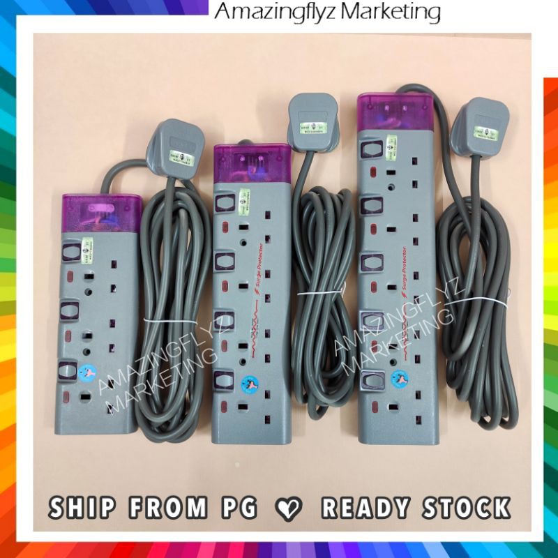 BRV Extension Trailing Socket Neon with Surge Protection 3G/ 4G/ 5G 4 ...