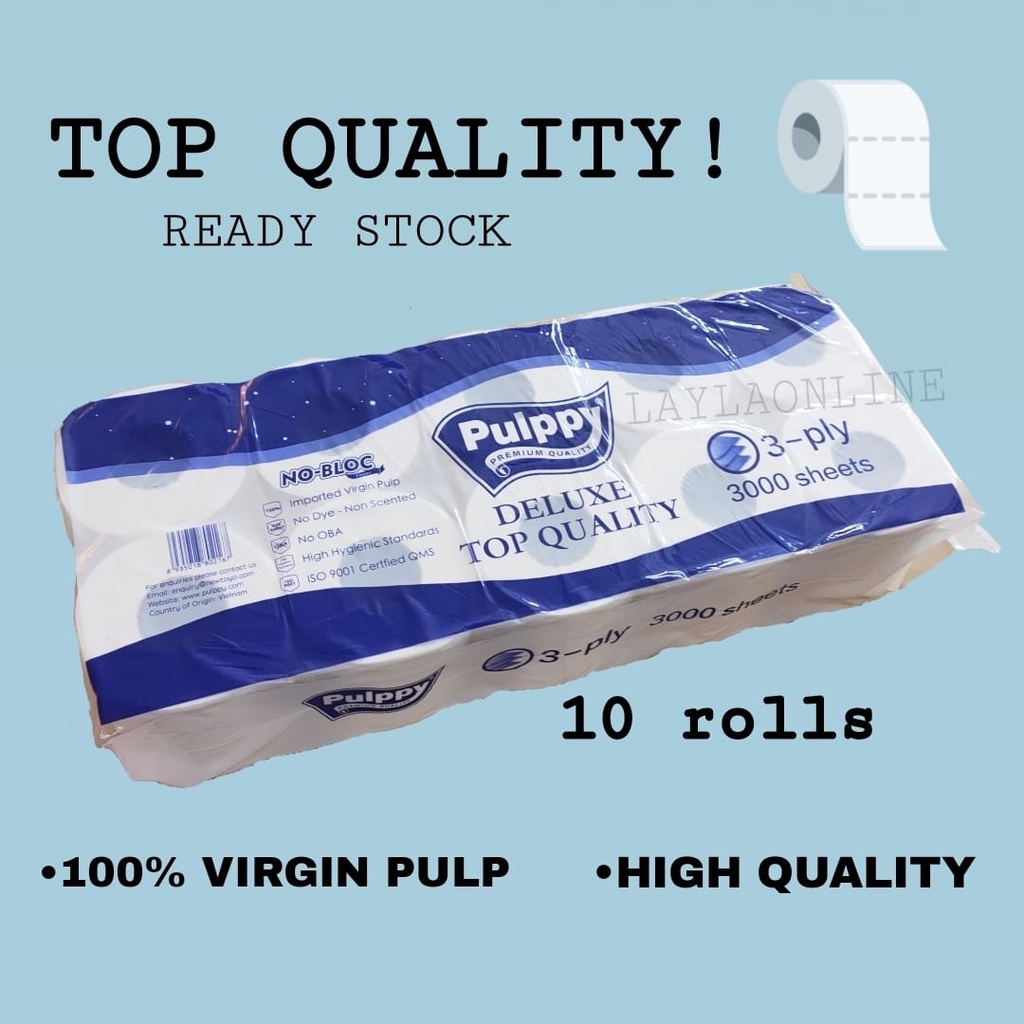 Pulppy 3-Ply Toilet paper Bathroom Tissue Virgin Pulp Pulppy 3-Ply ...