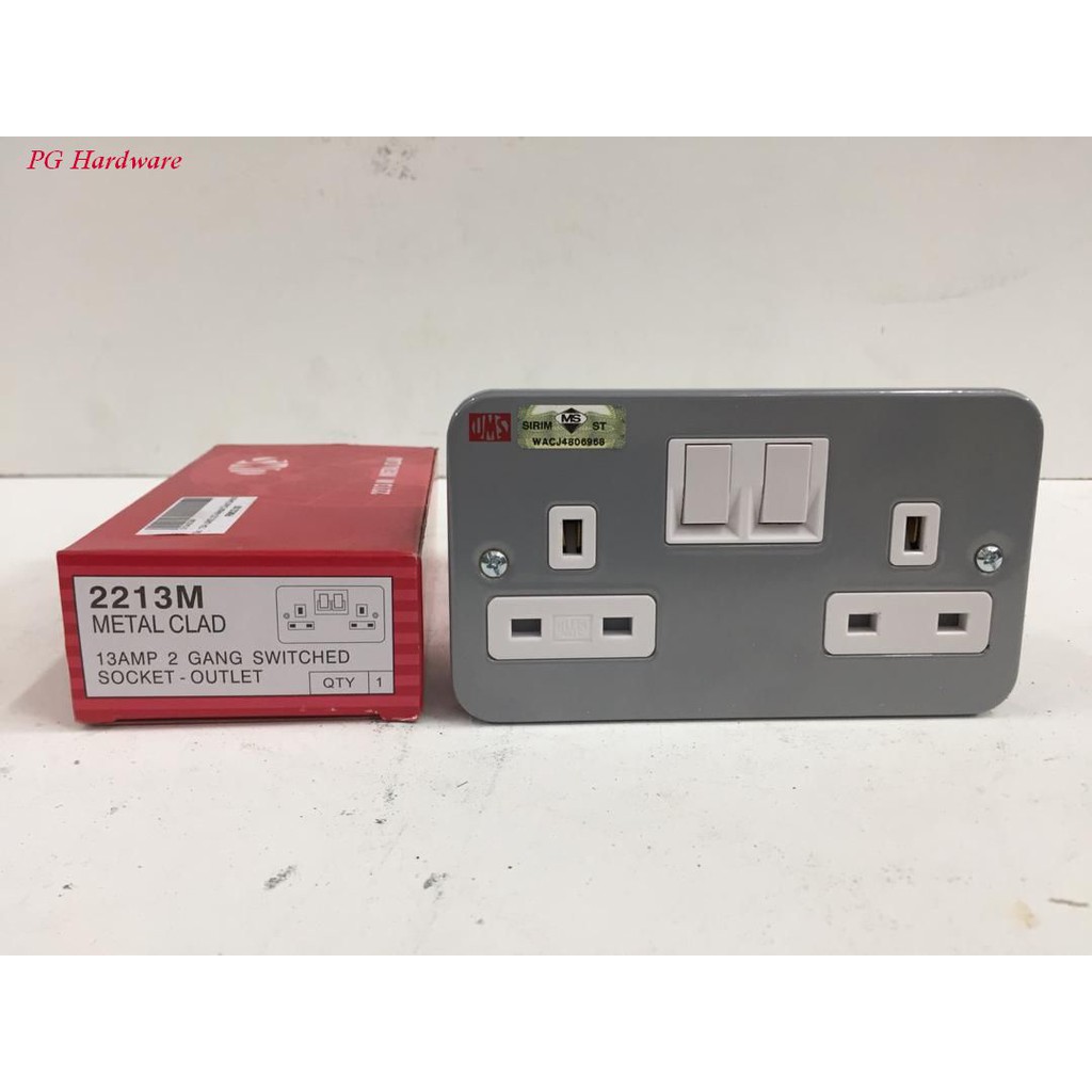 UMS 2213M 2 Gang Metal Clad Switch Socket Outlet @13A | Shopee Malaysia