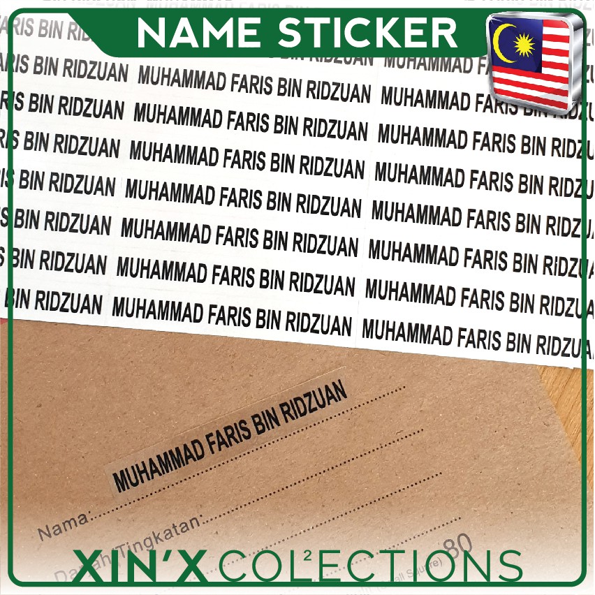 Transparent Name Sticker Kids School WATERPROOF PELEKAT NAMA MURID ...
