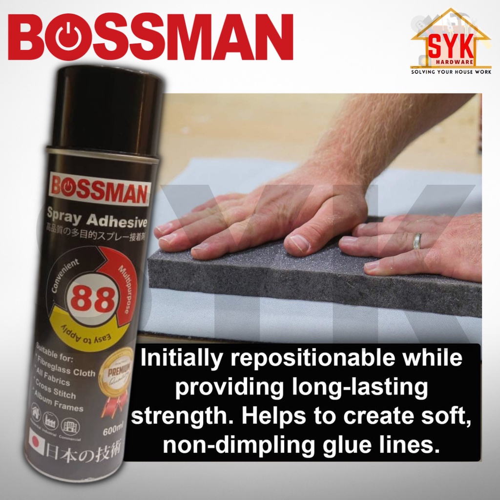 SYK Bossman BSA-88 Industrial Multipurpose Spray Adhesive Glass Fabric ...