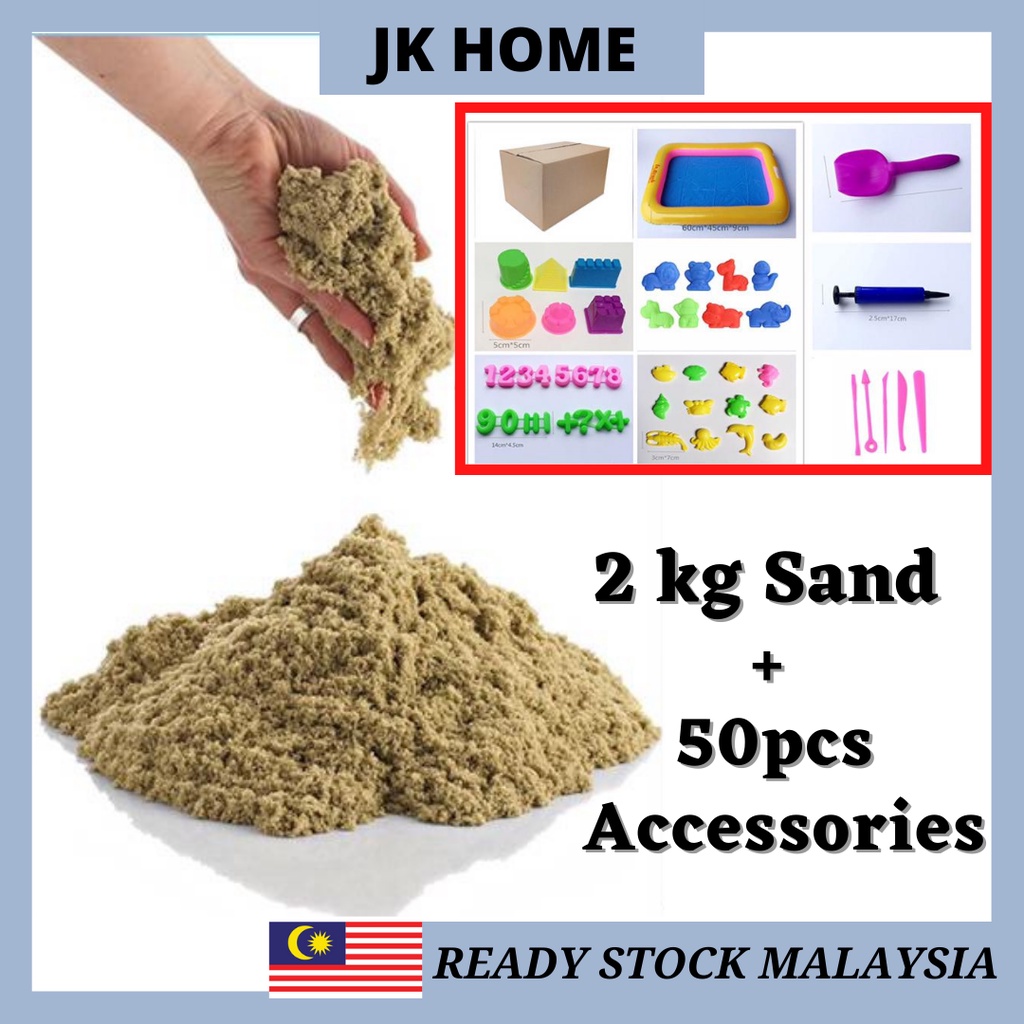 JK HOME 2kg Play Sand for kid with 50PCS Tools Set Kid Educational Toy ...