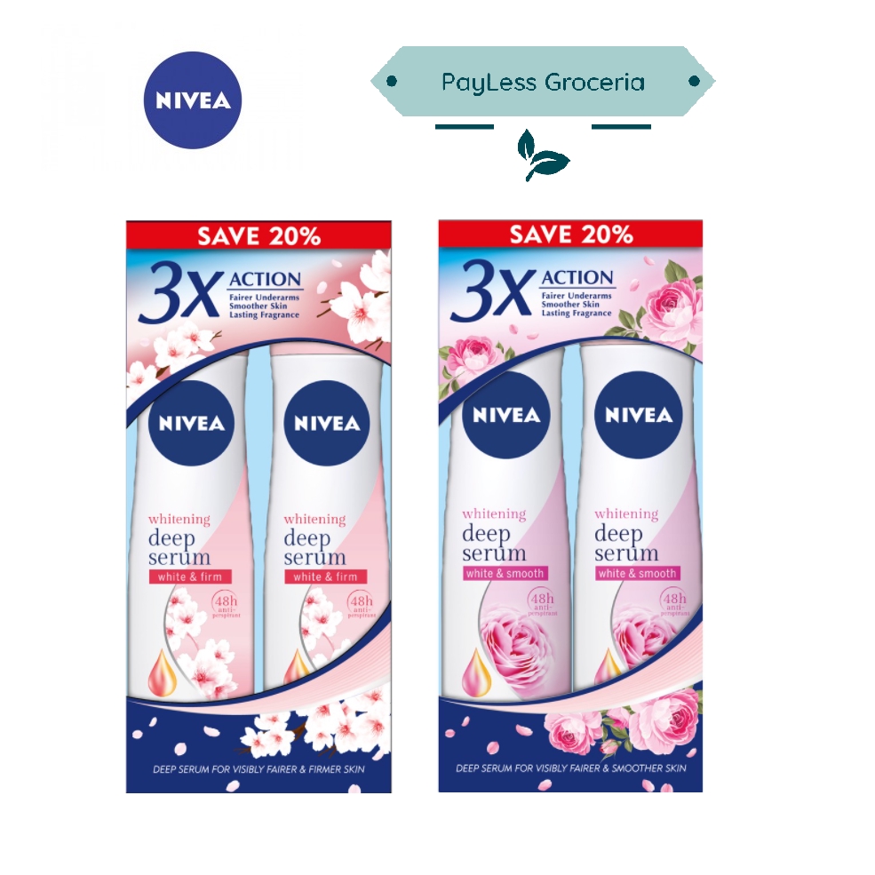 Nivea Deodorant Spray Whitening Deep Serum Sakura / Hokkaido Rose Twin ...