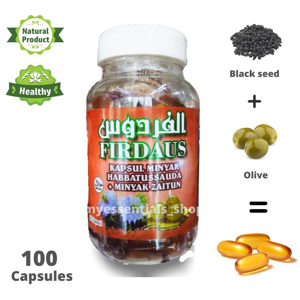 Firdaus kapsul 2 in 1 Black seed oil / Minyak Habbatussauda + Olive oil ...