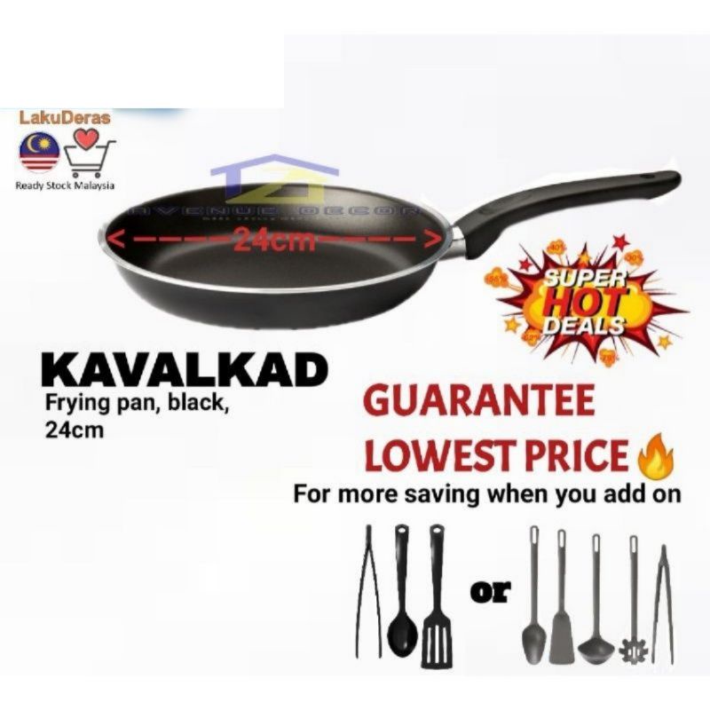 🔥100% READYSTOCK🔥 KAVALKAD FRYING PAN, BLACK, 24CM NON STICK, KUALI ...