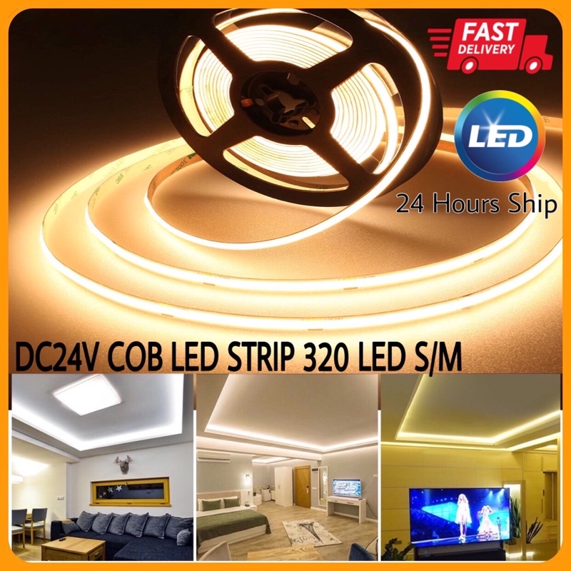 5METER 24V LED Strip Light COB 320D LEDs High Density Flexible Light Strip 24V/3000K 4000K 6000K ...