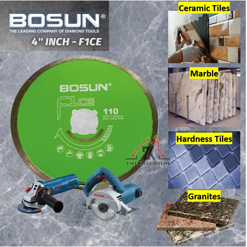 BOSUN F1CE 4" 110MM Diamond Wheel Cutting Disc For Ceramic Tiles Marble ...