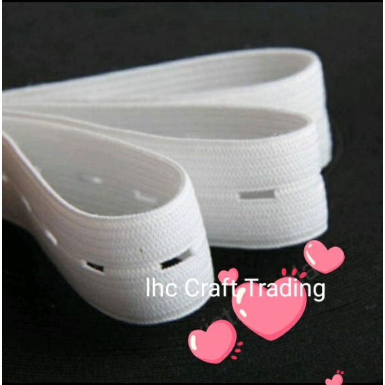 Getah 1 inci leper berlubang (untuk butang) Jenama berkualiti elastic ...