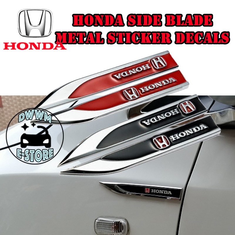 2 units Honda Car Body 3D Metal Side Fender Stickers logo Decals Emblem ...