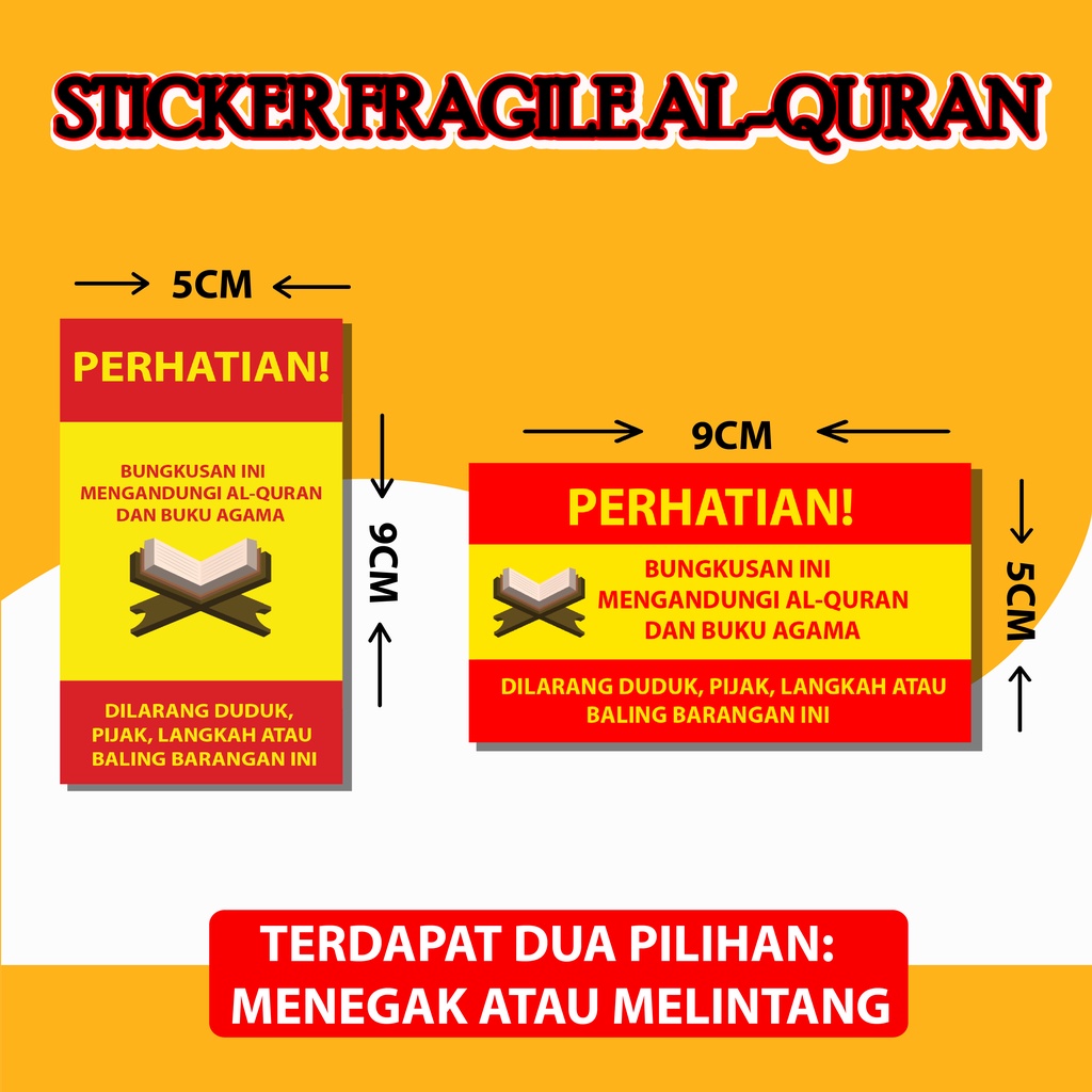 🔥 [BUY 10 + 1 ] 🔥READY STOCK🔥 STICKER FRAGILE AL-QURAN 10 PCS /AL-QURAN FRAGILE LOGISTICS ...