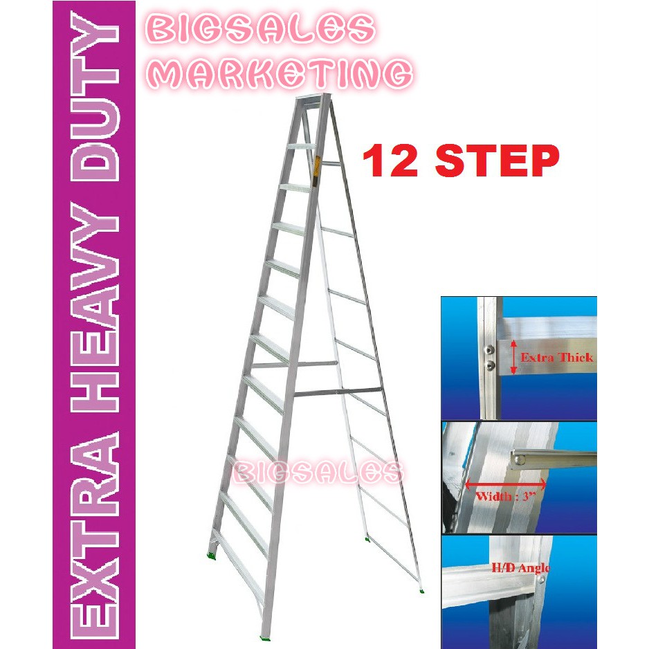 12 Steps BIGSALES Aluminium Single Sided Ladder / Tangga 12 Steps ...