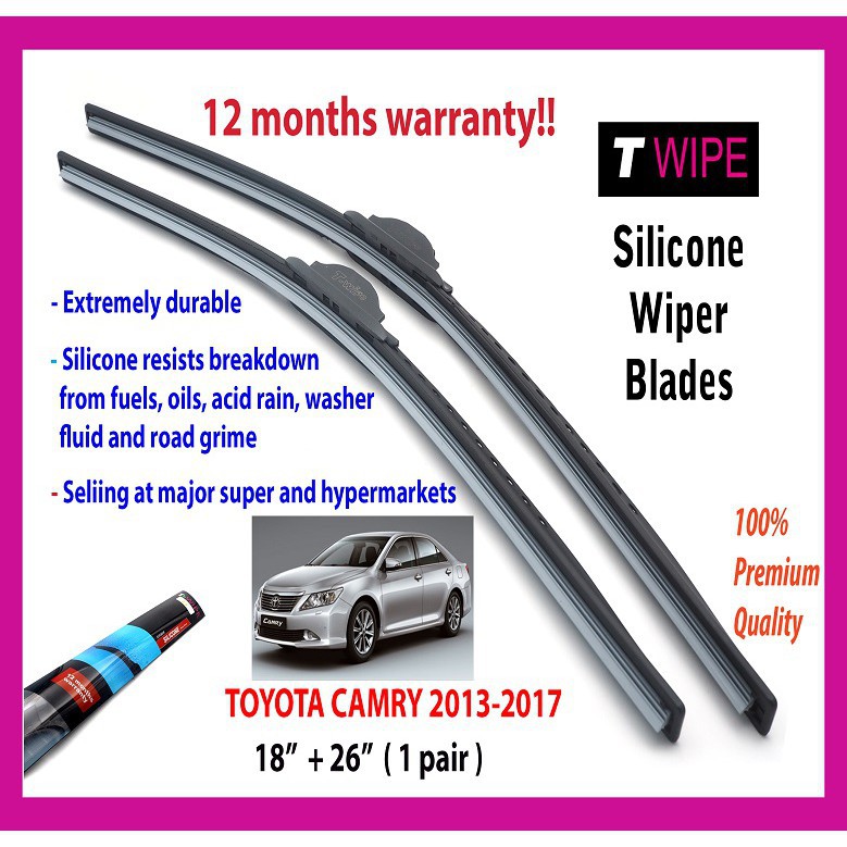 TOYOTA Camry 2013 - 2017 Premium Silicone Soft Car Wiper 18" + 26" ( 1 ...