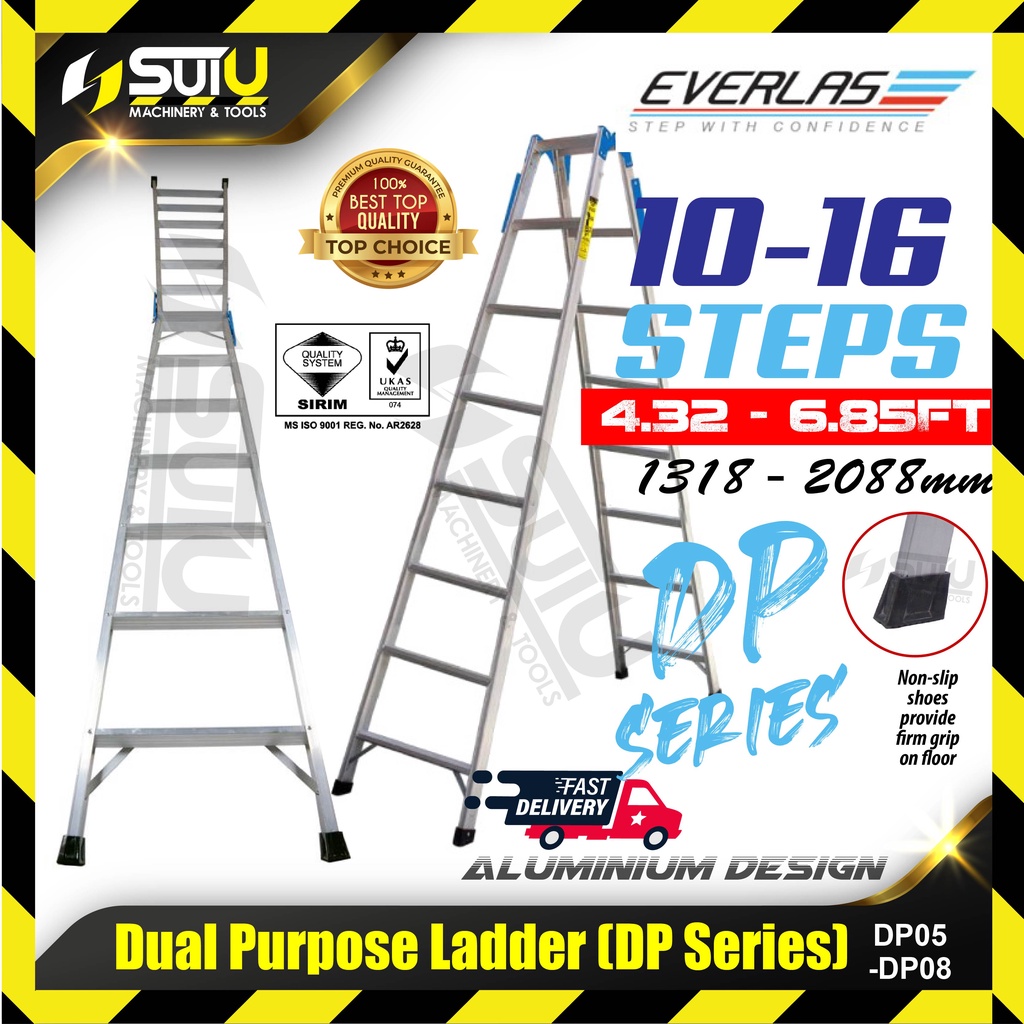 EVERLAS DP05 / DP06 / DP07 / DP08 Dual Purpose Aluminium Ladder ...