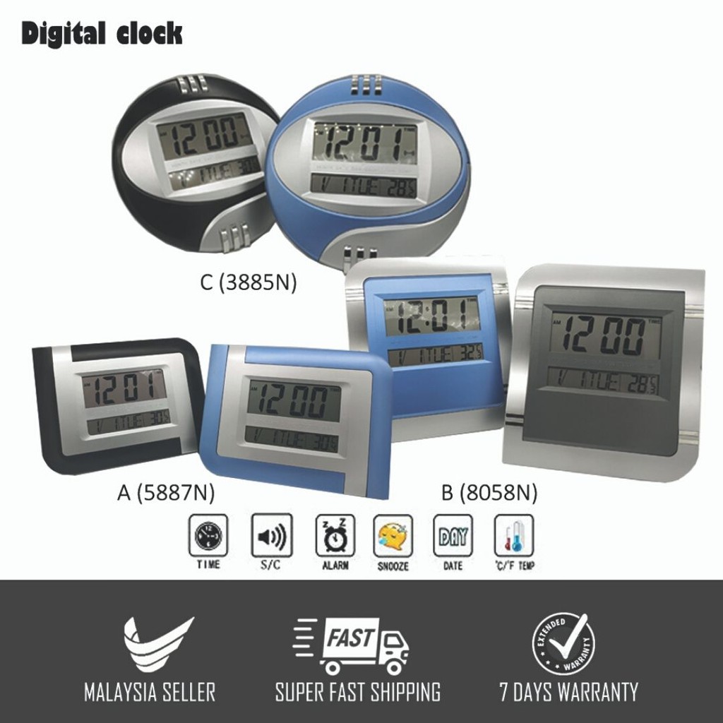 Multi function LCD Digital Clock With Alarm/Date/Temperature/Timer ...