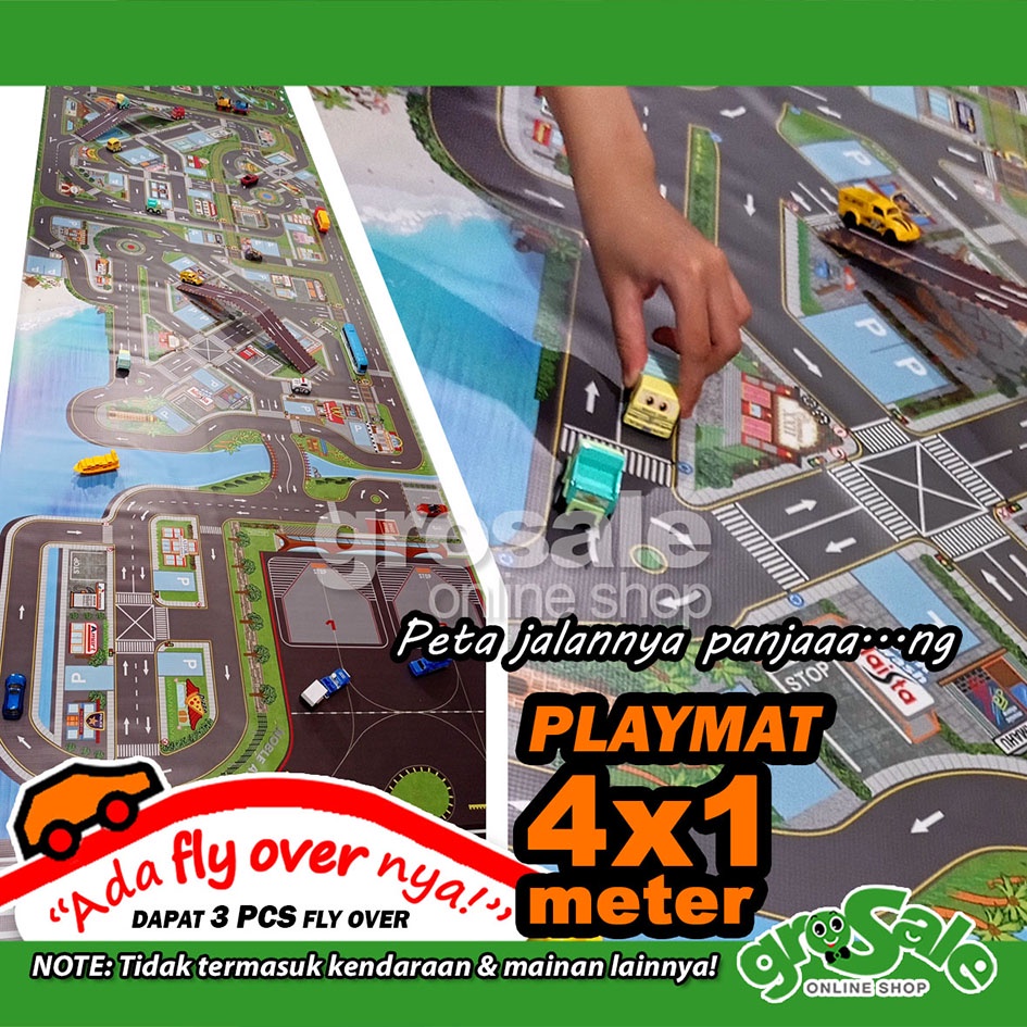 Toy Road MAP 4X1 METER PLAYMAT Complete TRACK City Mountain Beach ...