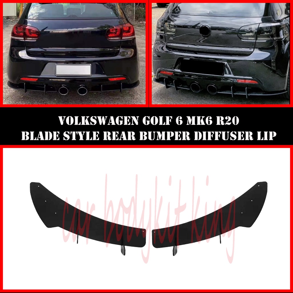 VOLKSWAGEN GOLF 6 R20 MK6 R20 BLADE STYLE REAR BUMPER DIFFUSER LIP WITH ...