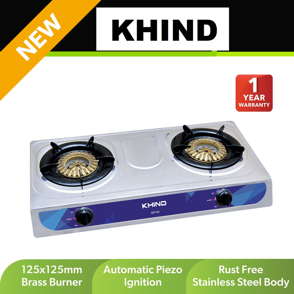 KHIND GC7125 Stainless Steel Body Double Gas Cooker / Khind Gas Cooker ...