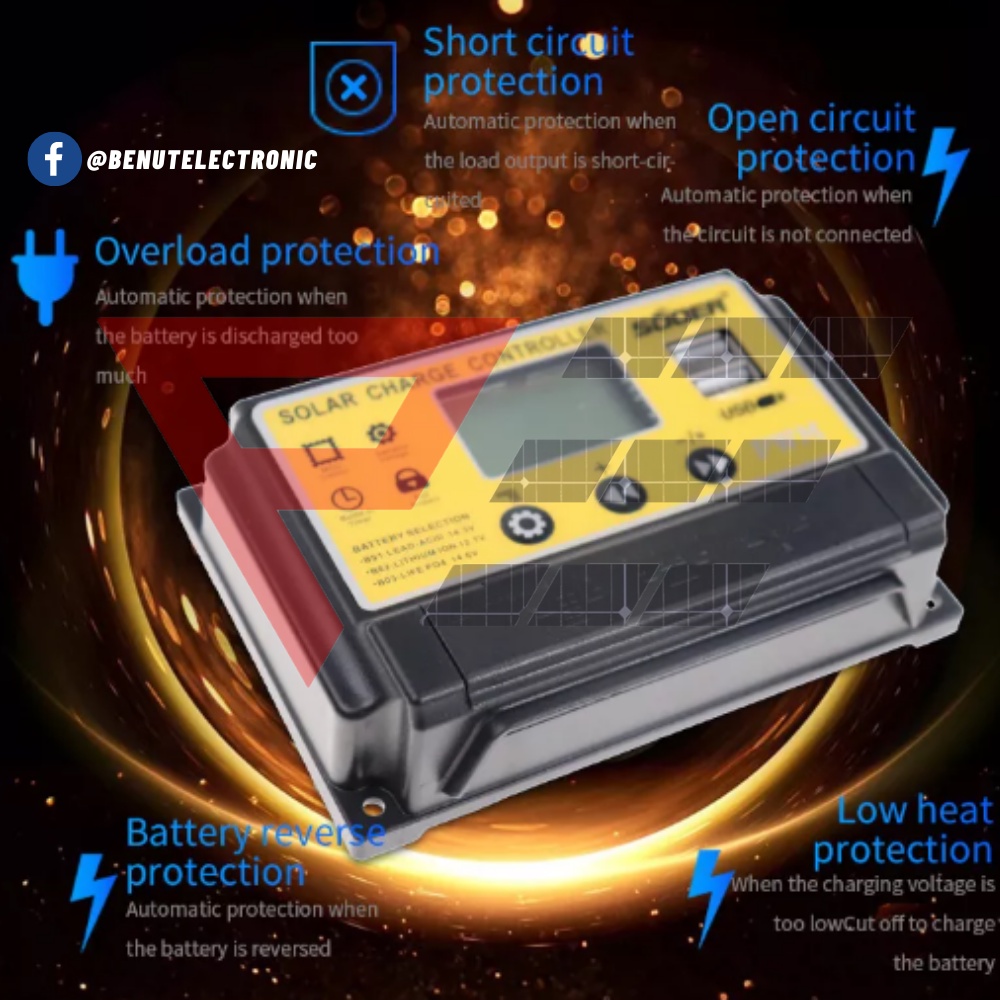 12V/24V 20A/30A Suoer Solar Controller Auto USB Charge Controller Solar Panel LCD Display PWM ...