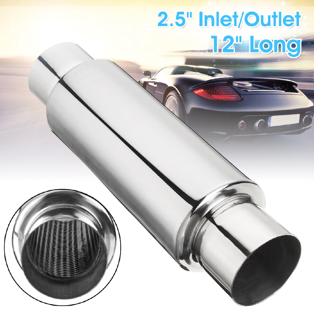 Universal Exhaust Resonator Muffler Stainless Steel 12''Long 2.5 ...