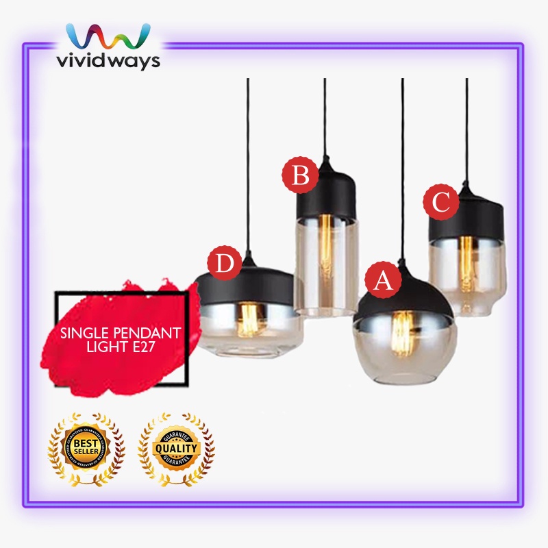K2 VIVIDWAYS SINGLE PENDANT LIGHT E27 SIMPLE & NICE DESIGNS | Shopee ...