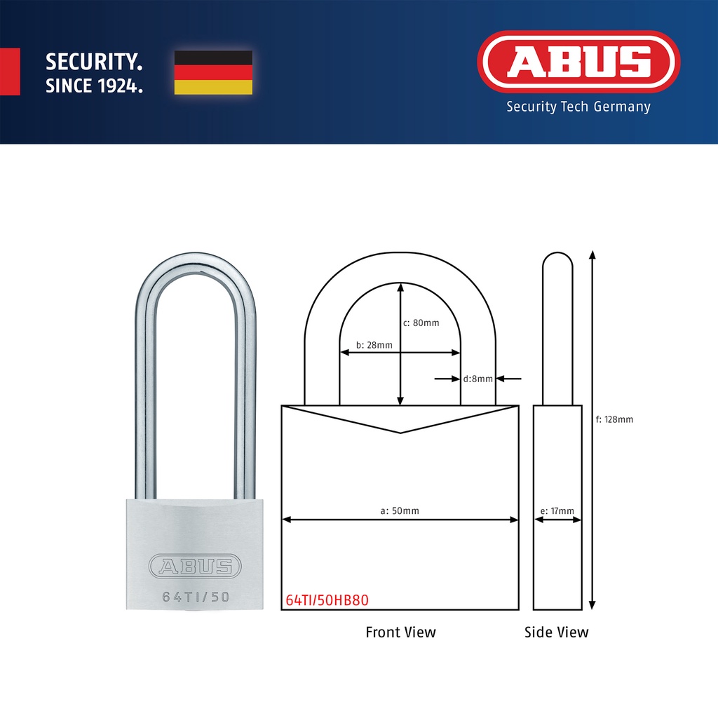 Abus 64TI/50, KA2, KA3, KA4, 64TI/50HB80, 64TI/60 Titalium Padlock ...