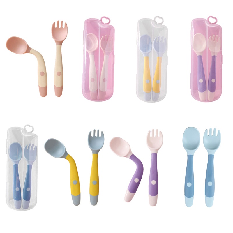 SOME Baby Children Spoon Fork Set Soft Bendable Scoop Fork Kit ...