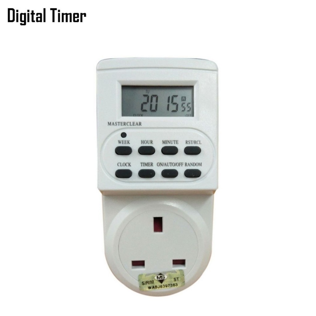 SUM 24 Hours 3 Pin Plug Digital & Analog Timer / Pemasa 3 Pin Digital ...