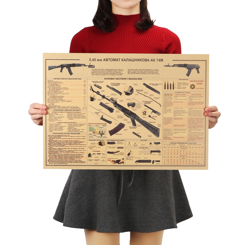 DLKKLB The AK74 Gun Poster Vintage Kraft Paper Poster Wall Sticker ...