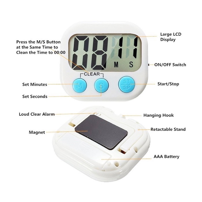 LCD Digital Kitchen Timer Cooking Baking Oven Timer Loud Alarm Clock ...