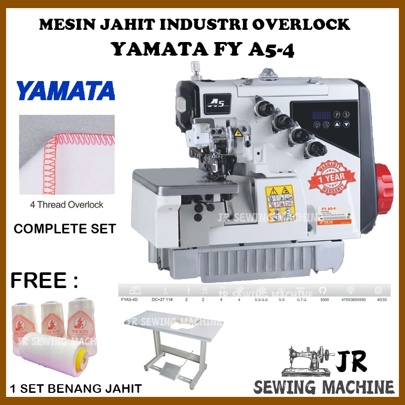 YAMATA OVERLOCK 4THREAD DIRECT DRIVE SEWING MACHINE FY A5-4 / MESIN JAHIT TEPI INDUSTRI YAMATA ...