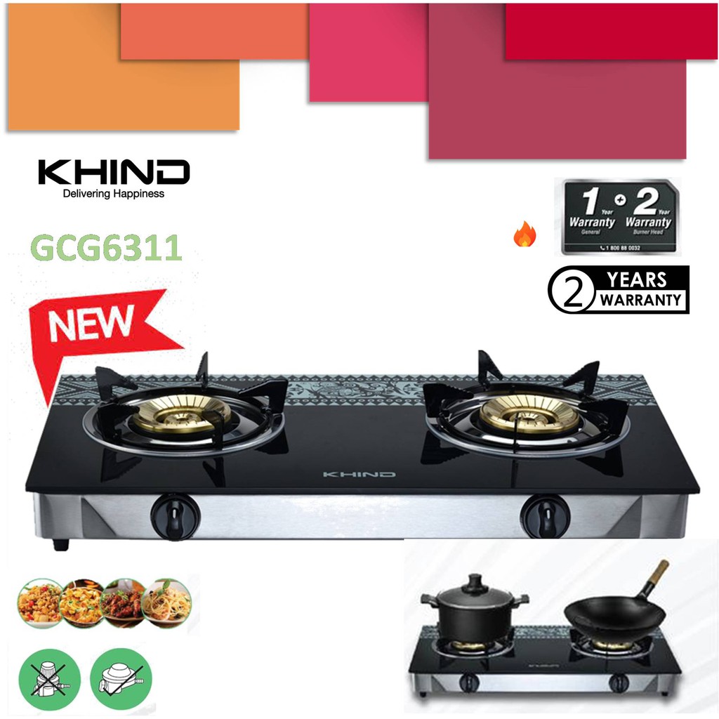Khind GCG6311 Table Glass Top Double Burner Gas Cooker / Gas Dapur ...