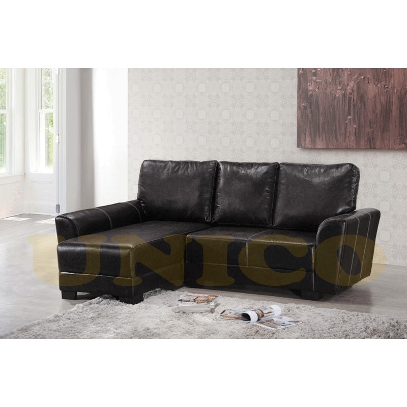 [pvc][color brown] UNICO FENDI SOFA L-SHAPE 3 SEATER | Shopee Malaysia