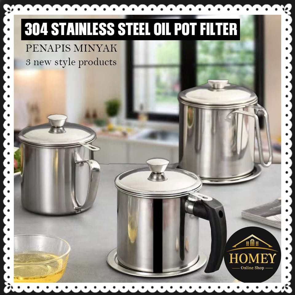 Oil Pot 304 Stainless Steel Keeper Oil Filter Pot Cooking Oil Strainer ...