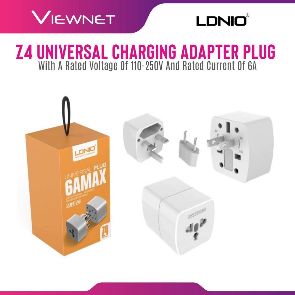 LDNIO Z4 TRAVEL AC POWER PLUG UNIVERSAL 6A FAST CHARGING ADAPTER ...