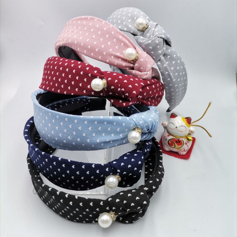 Korean Fashion Dinner Headband Faux Pearl Cloth Wear Hair Accessories ...