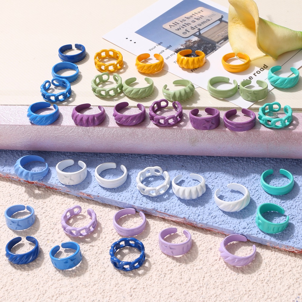 Fashion Resin Irregular Shape Ring Colorful Adjustable Ring Women ...