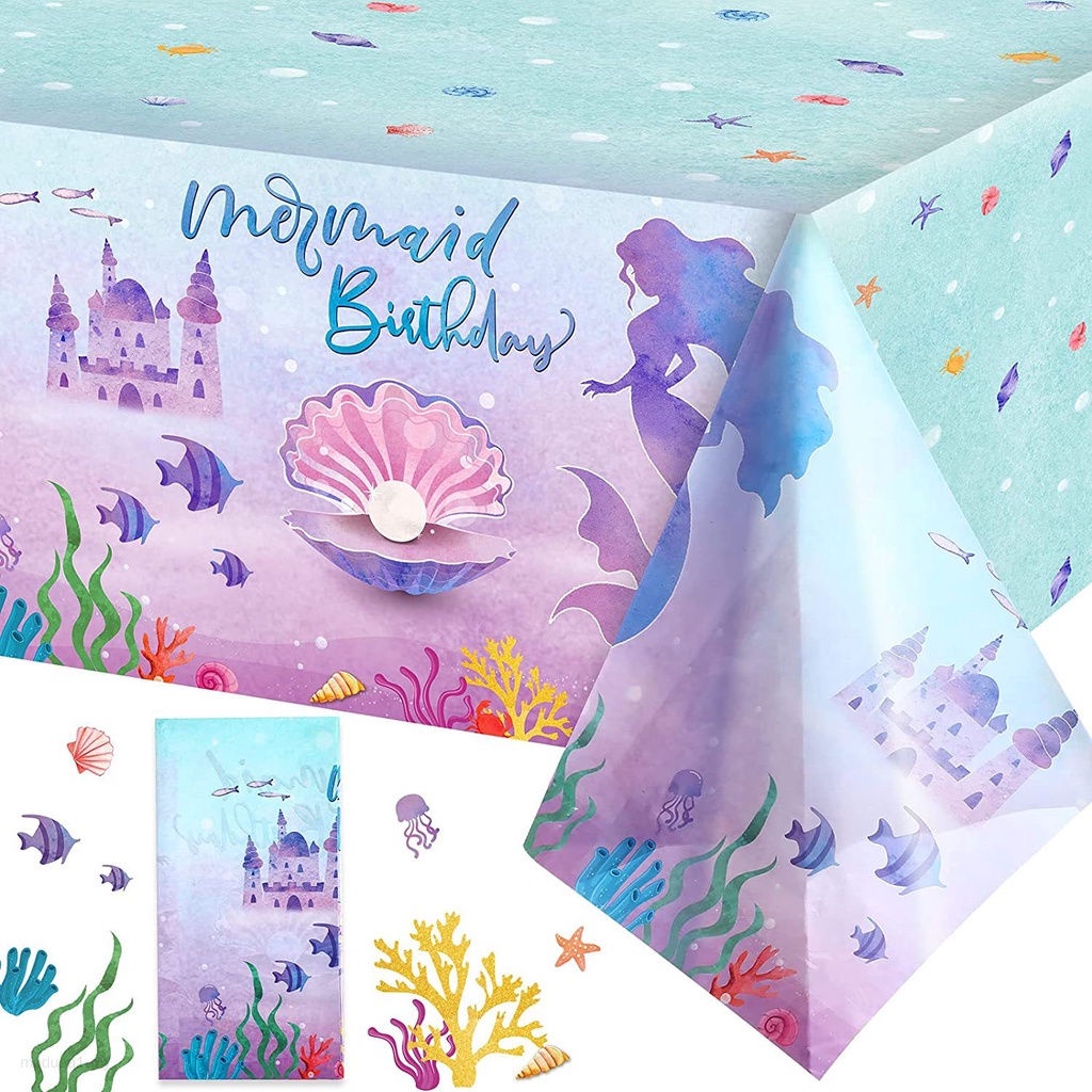 Mermaid Theme Disposable Tablecloth Girl Princess Birthday Party ...