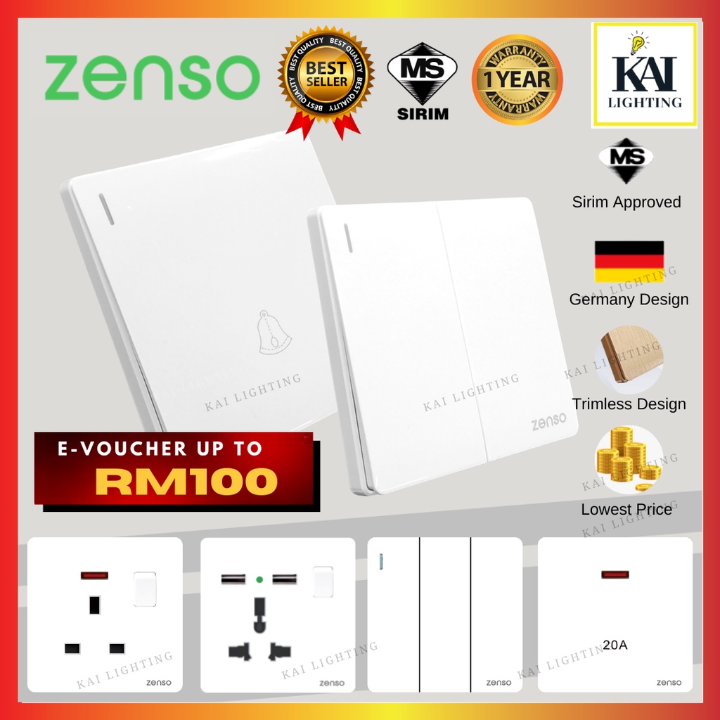 [SIRIM] Zenso Grande Socket and Wall Switche Slim Modern Switch Design ...