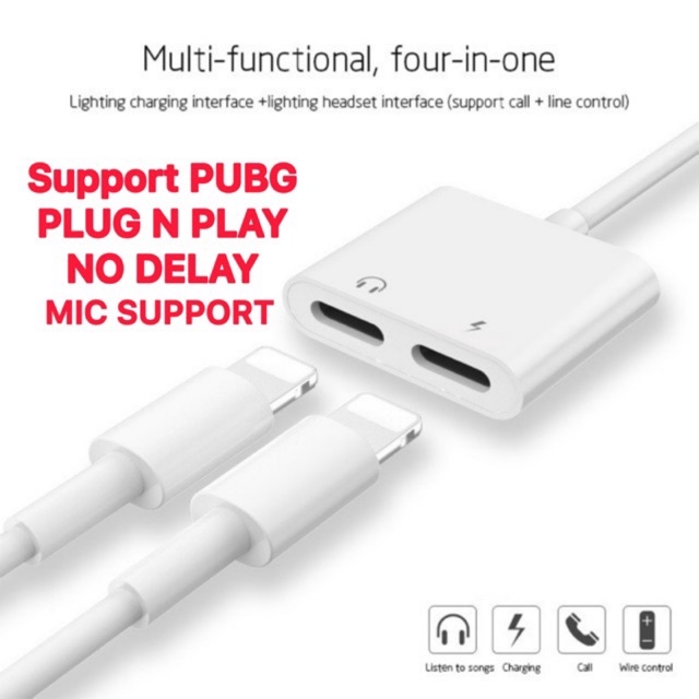 Splitter Adapter phone IOS Lighting Double Dual Support Mic Call 3.5mm ...