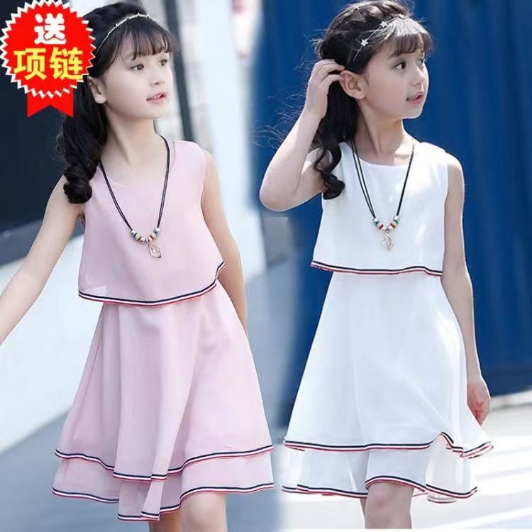 Ready Stock Kids Dress for Girls Dresses Summer Chiffon Sleeveless ...