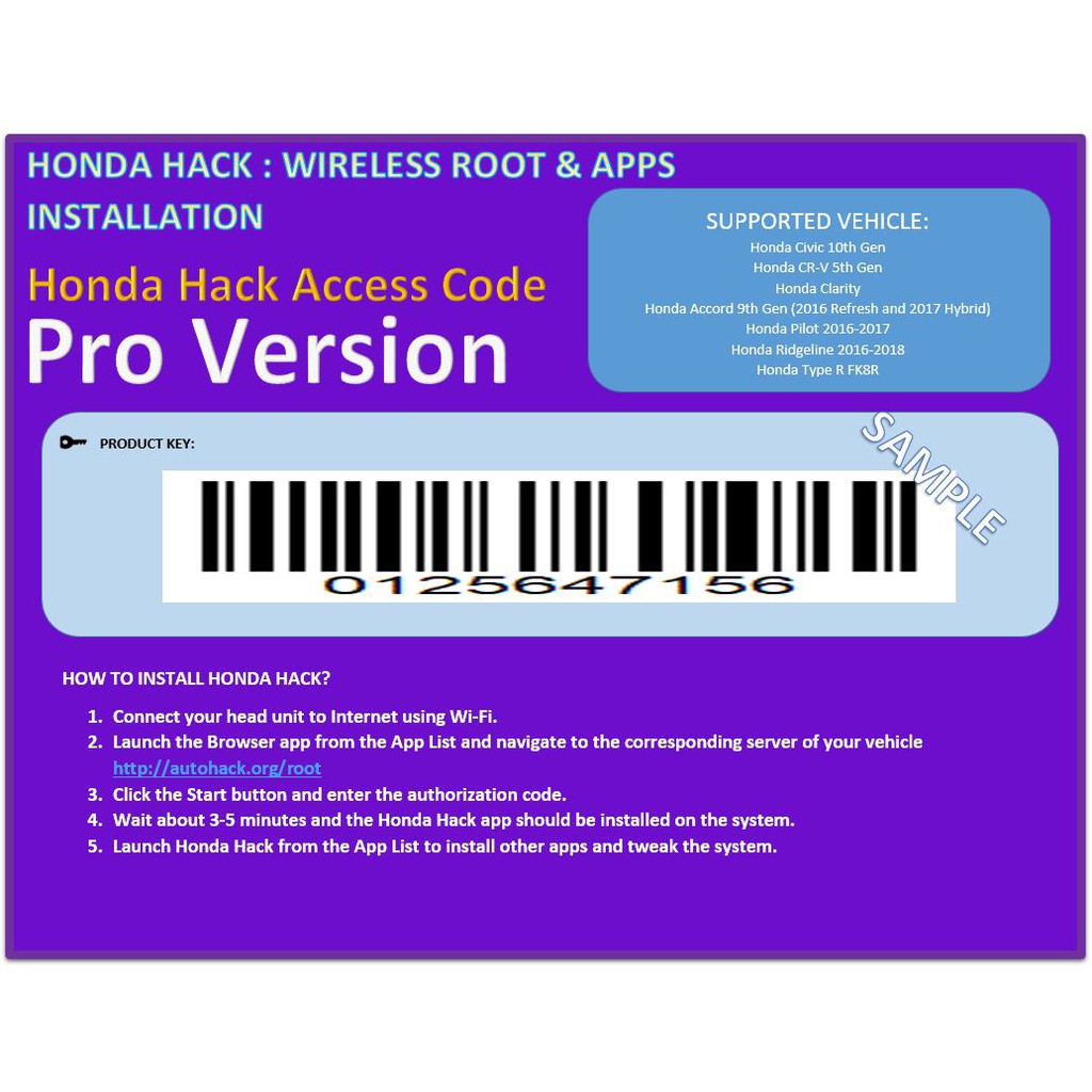 ORIGINAL! Honda Civic FC CRV FK8R Factory Head Unit/Player Unlock Code(HondaHack / Honda Hack ...