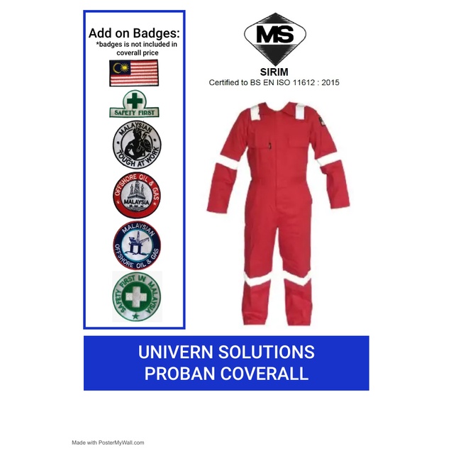 DOSH SIRIM Approved PROBAN Coverall Red - NFPA 2112 Certified | Shopee ...