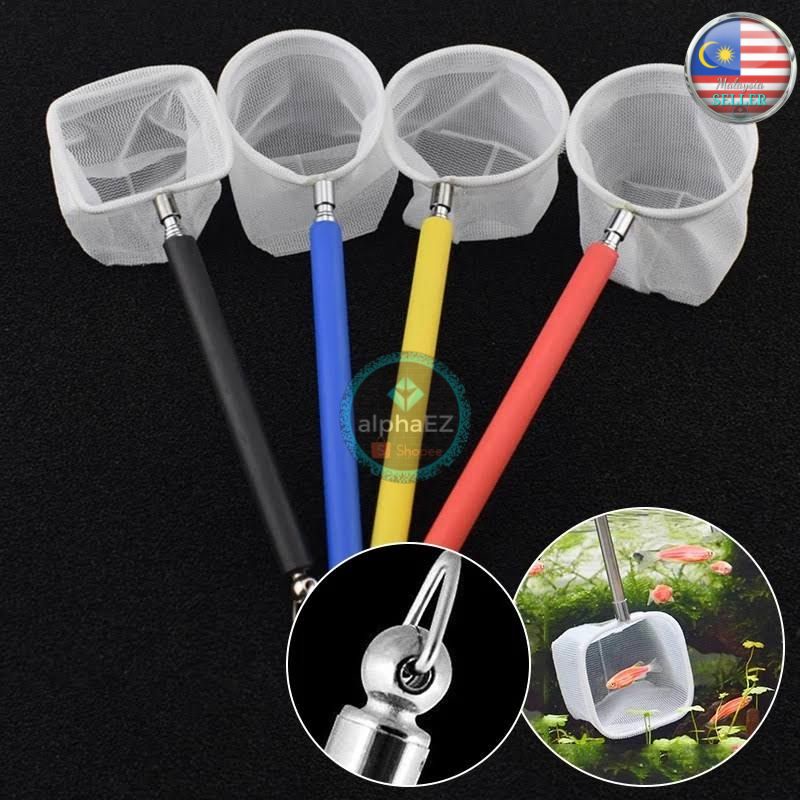 🇲🇾 Aquarium Retractable Stainless Steel Shrimp net Fishnet Small Fish ...