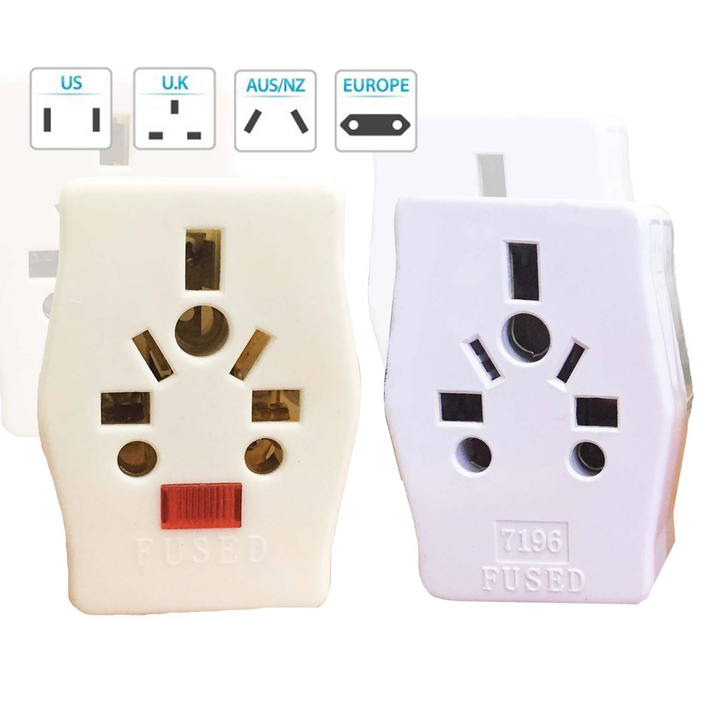 3 Way 3 Pin Universal Travel Adapter Socket Plug With Neon Indicator ...