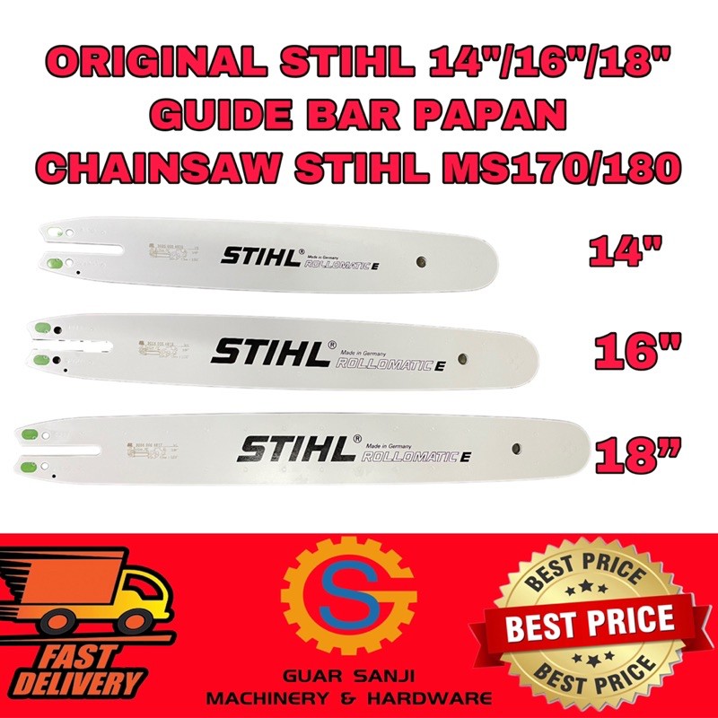 ORIGINAL STIHL GERMANY CHAINSAW CHAIN GUIDE BAR 14” 16” 18” PAPAN RANTAI CHAIN SAW | Shopee Malaysia