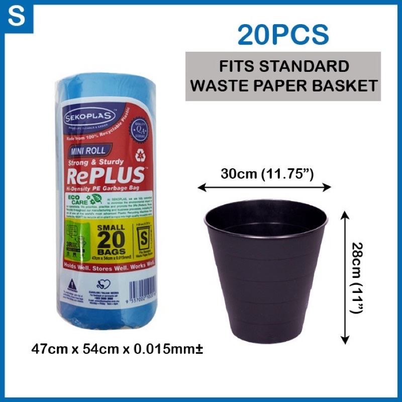 SEKOPLAS Replus Mini Garbage Bag Roll 20 Pcs Eco Friendly Plastic Bag ...