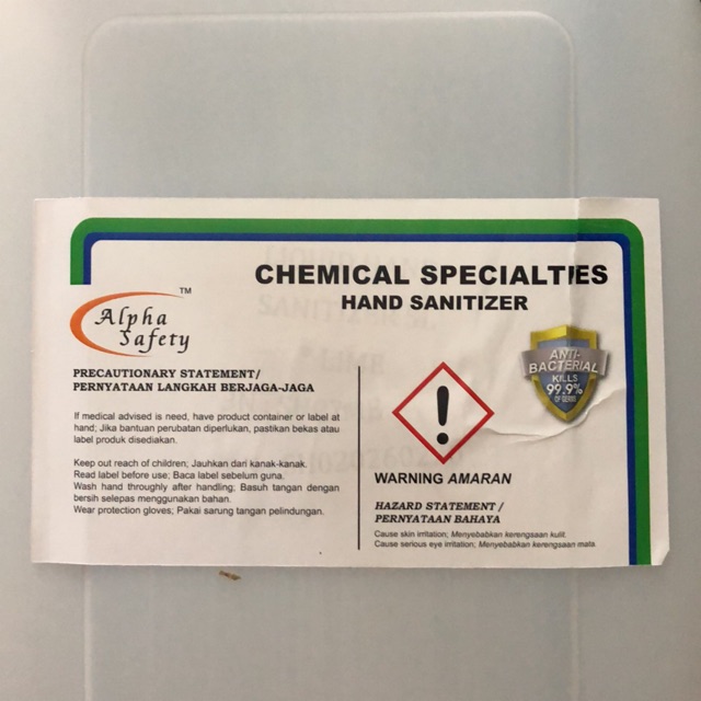 Alpha Safety Chemical Hand Sanitizer 5L | Shopee Malaysia