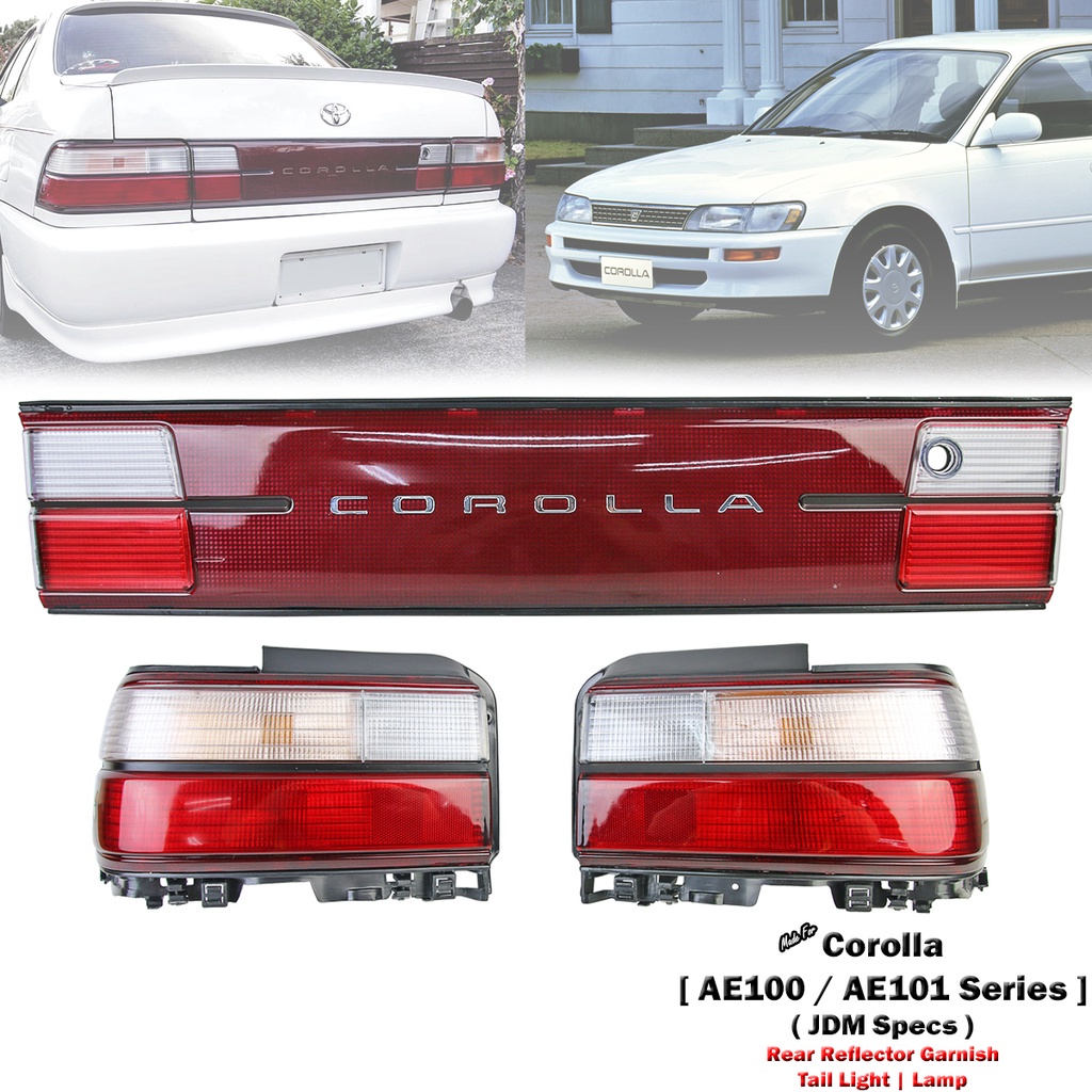 Rear Tail Light Tail lamp & Reflector Bonnet Garnish JDM Toyota Corolla AE100 AE101 SEG 1992 ...