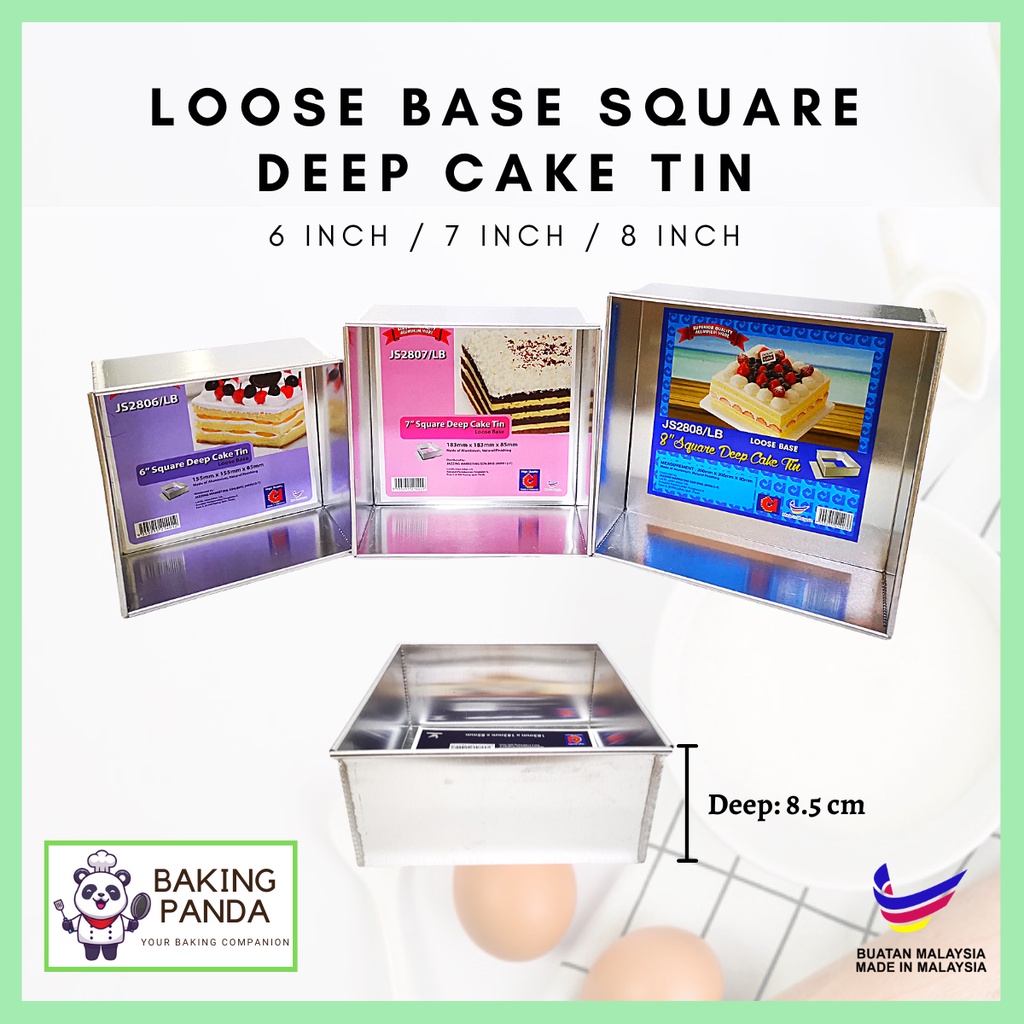 Aluminium Deep Square Cake Tin Mould With Loose Base / Loyang Kek Empat ...