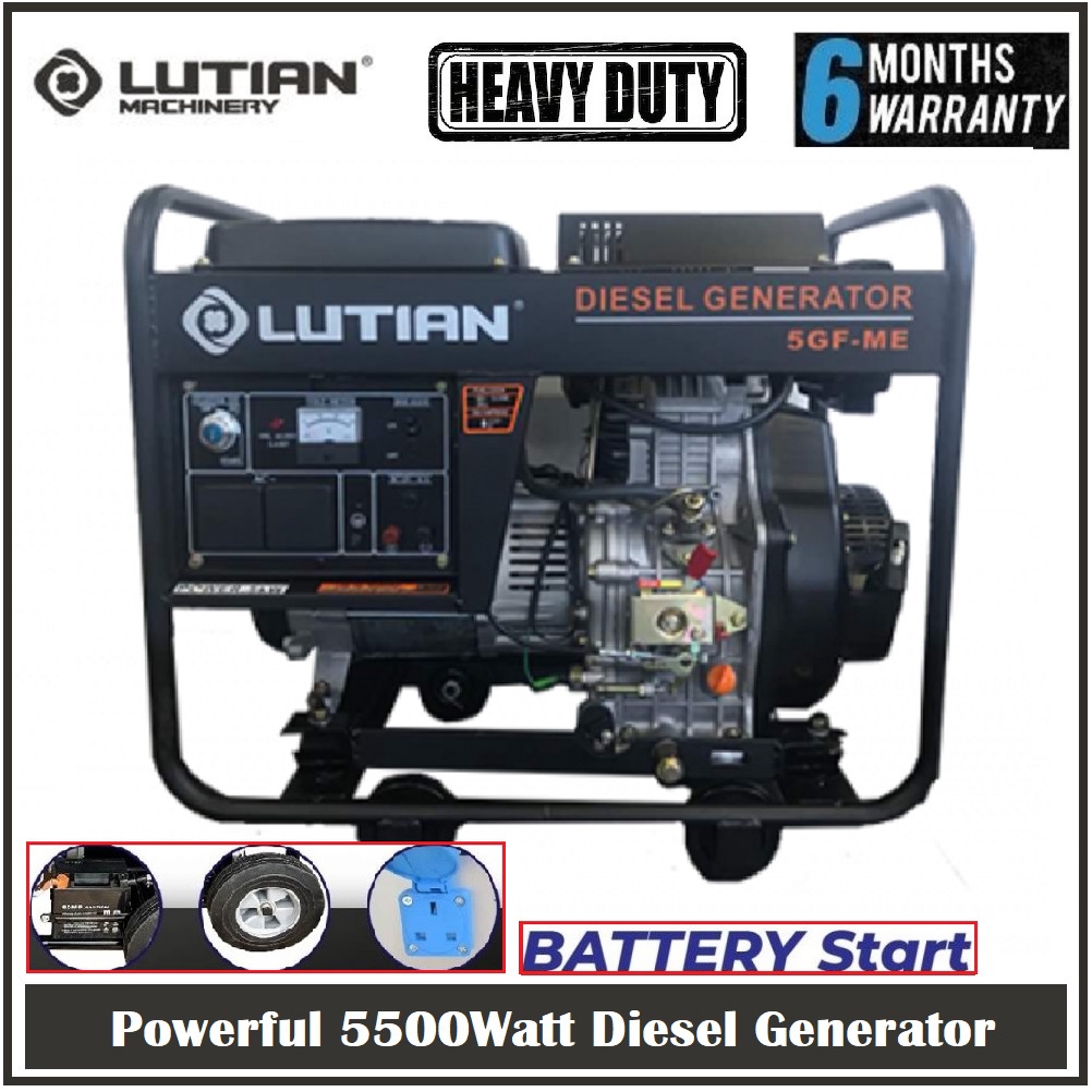 Lutian 5500Watt/5.5KW Open Type Diesel Generators 5GF-ME - Key Start ...